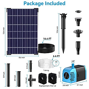 POPOSOAP Solar Water Pump 12W,Solar Water Fountain Pump with 12 Watt 18V Solar Panel, 160GPH Submersible Pump Adjustable Flow for Solar Fountain, Small Pond, Fish Pond, Garden, Pool, Bird Bath