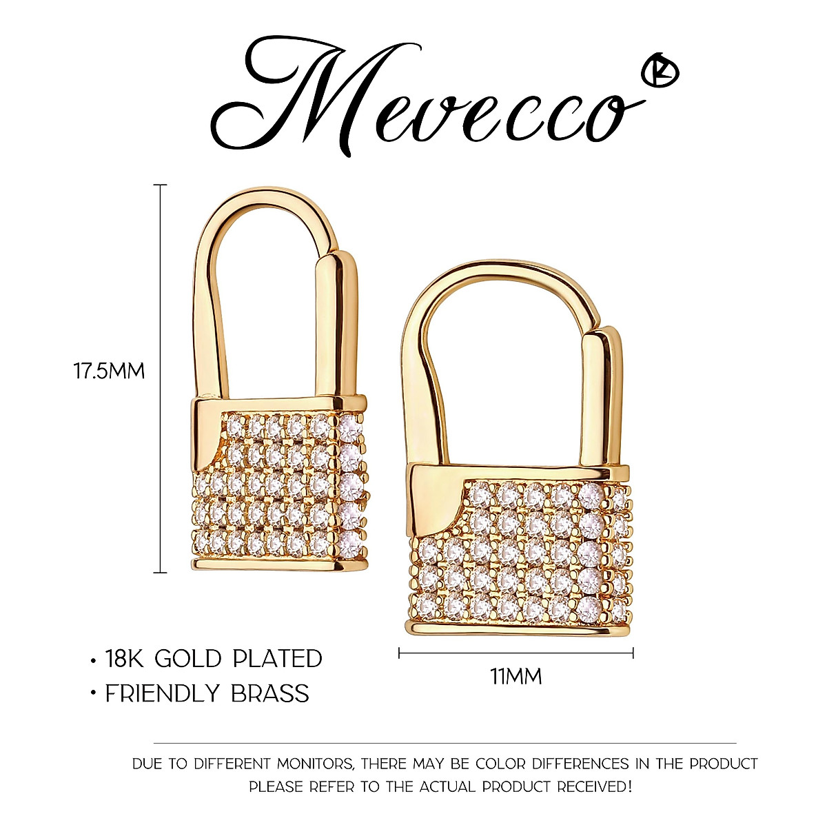 MEVECCO Lock Earrings Padlock Huggie Hoop Earrings 18K Gold Plated Dainty Micro Pave CZ Lock Dangle Charm Mini Lovers Padlock Earrings Minimalist Stacking Hoop Earrings