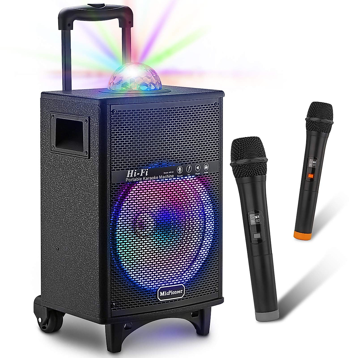 Bluetooth Karaoke Machine for Adults with 2 Wireless Microphones, Portable Karaoke Speaker with Disco Lights, Gifts for Kids, Boys & Girls