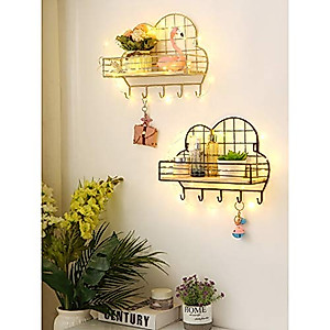 Tofficu Cloud Shape Storage Rack Durable Metal Wall-Mounted Shelf Home Decoration for Living Room Bedroom