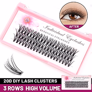 Dedila 8/10/12/14/16/17/18/20mm 60pcs 20 Root Grafting Individual False Eyelashes Mink Natural Long Eye Lashes Cluster Extension Makeup Beauty Fake Eyelash (16MM)