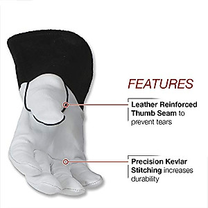 Lincoln Electric Grain Leather TIG Welding Gloves | High Dexterity | Large | K2981-L, White, Black