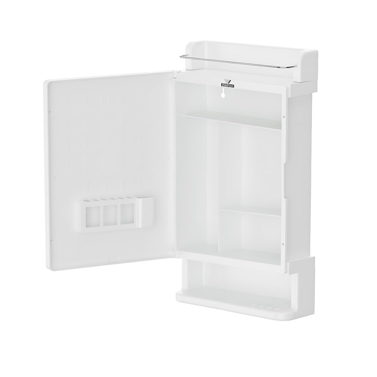 Well Set Medicine Cabinet with Mirror, Wall Mounted Bathroom Storage Cabinet Mirror Door & 2 Open Shelves, Adjustable Shelves, Mirrored Bathroom Wall Cabinet 21 x 5 x 12 Inches