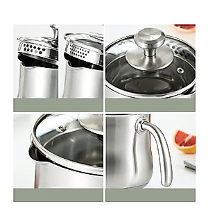 KLLKR 1.8 Quart Stainless Steel Milk Pot with Pour Spout, Saucepan with Lid, No Coating, Reinforced Stainless-Steel Handle for Boiling Milk, Sauce, Gravies