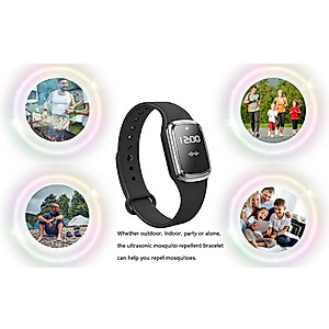 Wskvlcg Ultrasonic Mosquito Repellent Bracelet, Mosquito Repellent Electronic Watch with Clock Function USB Rechargeable Anti