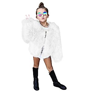 Toddler Kids Girls Faux Fur Jacket Coat Winter Warm Thicken Fluffy Jacket Winter Jackets Furry Coat Outerwear 1-7 Years (White, 6-7 Years)
