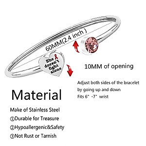 BNQL Breast Cancer Awareness Bracelet Cancer Awareness Jewelry Pink Ribbon Bracelet She Doesn’t Fight Alone (SILVER)