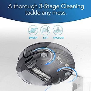 Ecovacs DEEBOT 500 Robot Vacuum Cleaner with Max Power Suction, Up to 110 min Runtime, Hard Floors and Carpets, Pet Hair, App Controls, Self-Charging, Quiet, Large, Black (Renewed)