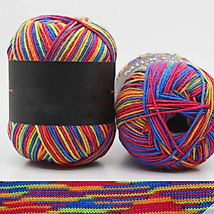 Healifty Multicolor Gradient Cotton Yarn Soft Knitting Wool 5 Rolls for Crochet Knitting