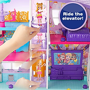 Polly Pocket Playset with 3-inch Doll & Party Accessories, Poppin' Party Pad Transforming Playhouse Toy