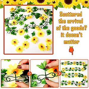 33 Pieces Sunflower Party Supplies, Sunflower Happy Birthday Banner, Big Cake Topper, Yellow Sunflower Cupcake Topper, Sunflower Garland, Tissue Paper Fans, Paper Pom Poms, Colorful Balloon for Party