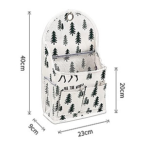 Wall Hanging Storage Bag, Waterproof Over The Door Closet Organizer Hanging Pocket Linen Cotton Organizer Box Containers for Bedroom, Bathroom, Kitchen, Office (Black Grid)