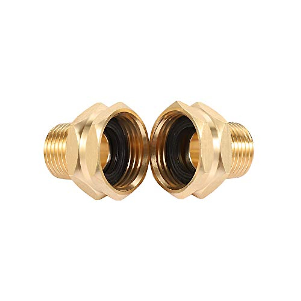 Brass Garden Hose Adapter, 3/4” GHT Female x 1/2” NPT Male Connector,GHT to NPT Adapter Brass Fitting,Brass Garden Hose to Pipe Fittings Connect 2pcs (3/4” GHT Female x 1/2” NPT Male)
