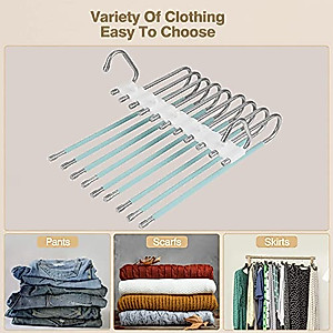 Hoibampu 2 Pcs Upgrade 9 Layers Pants Hangers Space Saving - Hangers for Clothes Hanger Organizer - Jean Hangers Pants Rack Scarf Hanger Closet Space Saving Scarf Organizer