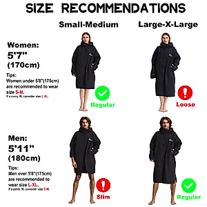 Oksun Oversized Waterproof Swim Parka: Windproof Warm Swimming Coat - Water Resistant Jacket - Thin Fleece Lined Surf Poncho (L-XL, Blue)