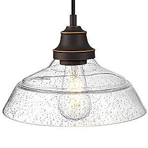Westinghouse Lighting 6116600 Iron Hill Vintage-Style One-Light Indoor Pendant Light, Oil Rubbed Bronze Finish with Highlights, Clear Seeded Glass