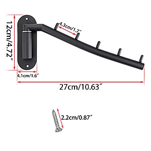 Sumnacon 2 Pcs Stainless Steel Clothes Hanger Rack-Wall Mount Garment Hook with Swing Arm, Sturdy Coat Robe Storage Organizer for Laundry Room Bedrooms Clothing Drying Rack with 5 Hooks, Black