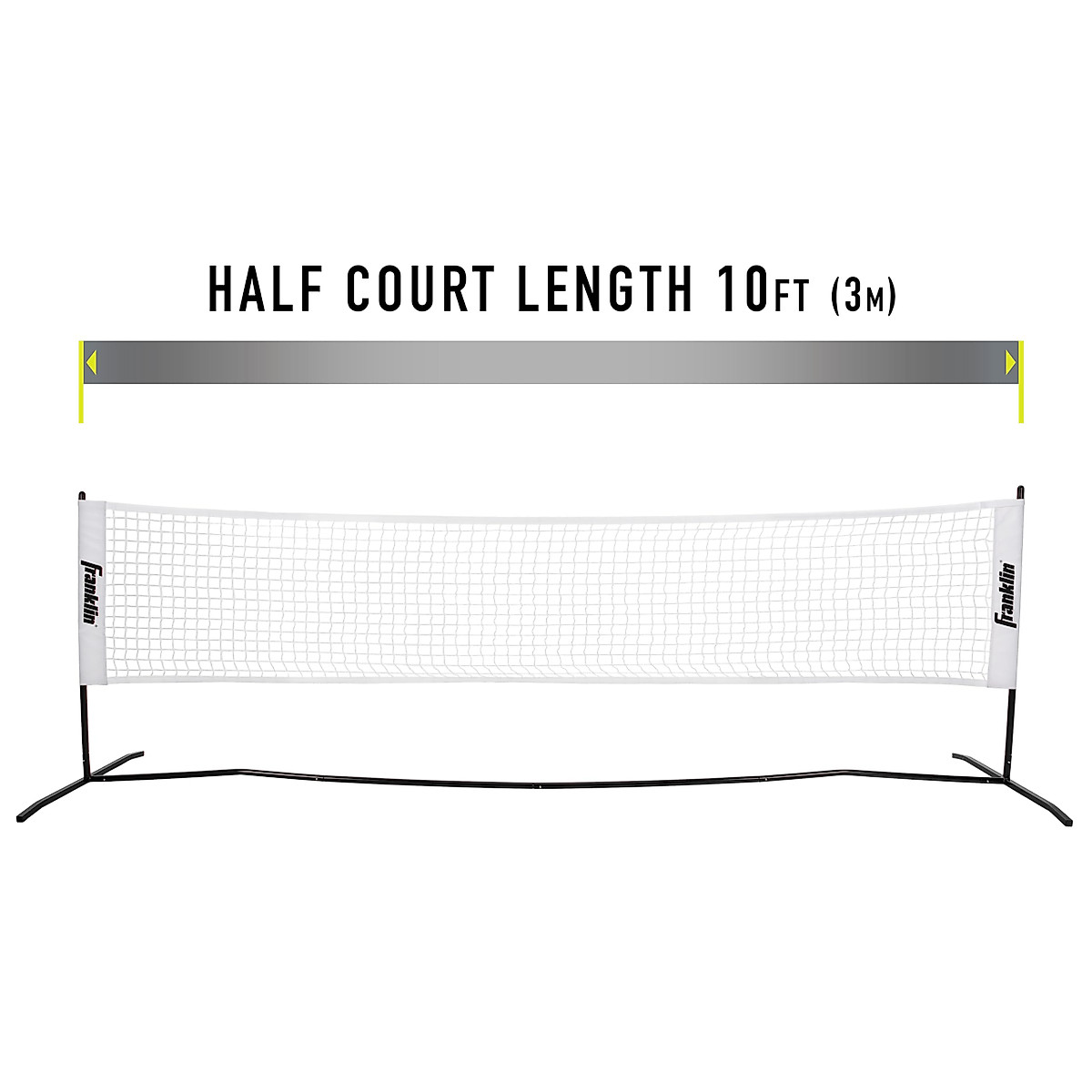 Franklin Sports Half Court Size Pickleball Net by Franklin Pickleball - Includes 10ft Net, (2) Paddles, and (2) X-40 USA Pickleball Approved Pickleballs,Black