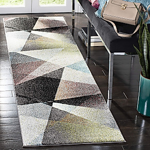 SAFAVIEH Porcello Collection Runner Rug - 2'3" x 8', Grey & Multi, Modern Abstract Design, Non-Shedding & Easy Care, Ideal for High Traffic Areas in Living Room, Bedroom (PRL6939B)