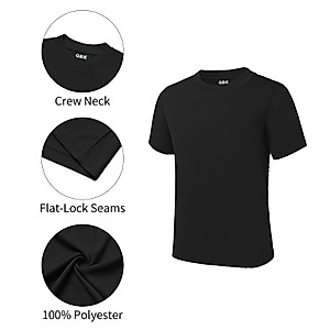 QBK 2T to Youth Neon Shirt Kids UPF 50+ Dry Fit Athletic Short Sleeve T Shirts for Boys and Girls (Black M)