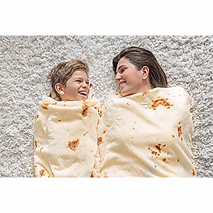 ezly (80" Burrito Tortilla Taco Blanket, Incredibly Soft, Premium Double Sided Wrap Microfiber Fleece Throw, Food Blanket for Adults, Kids