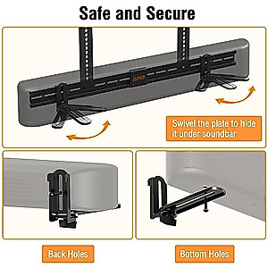 ELIVED Ceiling TV Mount YD3015 Fits Most 26-65 Inch TVs, Height Adjustable Max VESA 400x400mm, Soundbar Mount YD5012 Swivel Soundbar Mounting Bracket Under TV