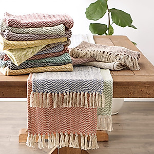DII Woven Basic Tabletop Collection Chevron Table Runner, 15x72, Off-White