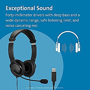 Kensington Hi-Fi USB Headphones with Mic & Volume Control Button (K33065WW)