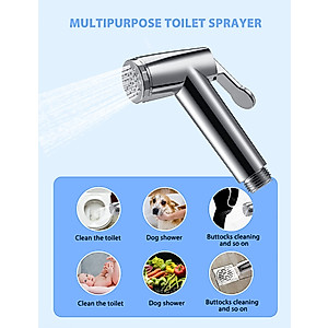 Ultra Light Bidet Toilet Sprayer Head Rustless Handheld Bidet Sprayer Cloth Bathroom Diaper Sprayer for Kitchen and Toilet-Adjustable Water Pressure Control for Feminine Wash (1PCS)