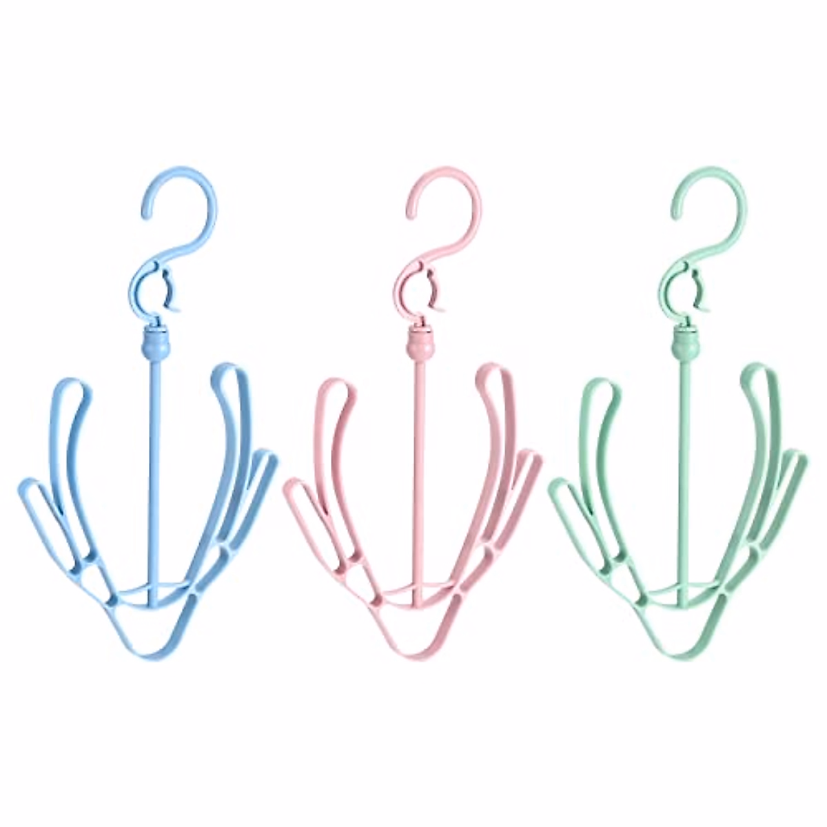 uxcell Shoes Drying Hanger, 270mm x 150mm PP Rotatable Shoe Hanging Racks Blue/Green/Pink, Pack of 3