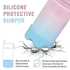 CHILLOUT LIFE 12 oz Kids Insulated Water Bottle for School with Straw Lid Leakproof and Cute Waterproof Stickers, Personalized Stainless Steel Thermos Flask Metal Water Bottle for Girls & Boys