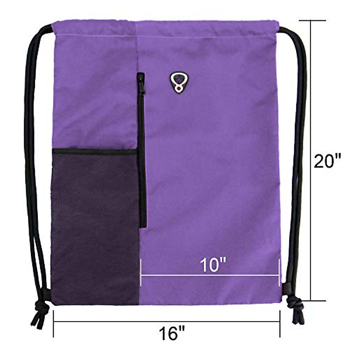 BeeGreen Drawstring Backpack Bag with Water Bottle Pocket &Two Zippered Pocket Large Cinch Sackpack for Unisex Dark Violet