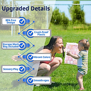 TRENDPLAY Pit Ball for Baby Toddlers Pet Fun Toys for Ball Pit Pool Playpen, Indoor Outdoor Play with Storage Bag, Pack of 100, Pink+Gold+White+Transparent