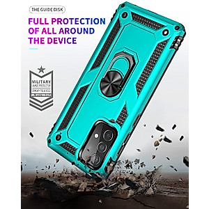 for Samsung A52 Case, Galaxy A52 Case with HD Screen Protector, Military-Grade Ring Holder Kickstand Car Mount 15ft Drop Tested Shockproof Cover Phone Case for Samsung Galaxy A52, Green