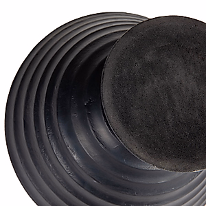 Creative Co-Op Boho Wood Pedestal Serving Bowl, Black Finish