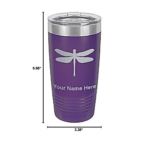 LaserGram 20oz Vacuum Insulated Tumbler Mug, Dragonfly, Personalized Engraving Included (Dark Purple)