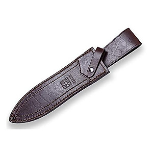 Joker Hunting Knife Wild Boar CC110, Hiking Knife with Deer Horn Handle, 9.84 inches Blade, Includes Brown Leather Sheath, Tool for Fishing, Hunting, Camping and Hiking