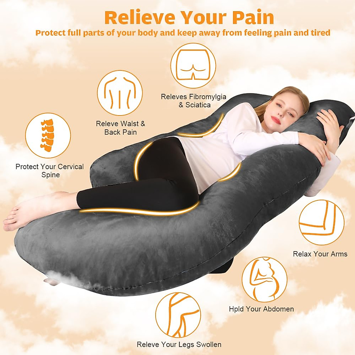 Chilling Home Pregnancy Pillows for Sleeping, U Shaped Body Pillow 2-in-1 Pregnant Pillows for Sleeping Full Body Pillow, Pregnancy Must Haves Maternity Pillows 55 inch Pregnancy Body Pillow