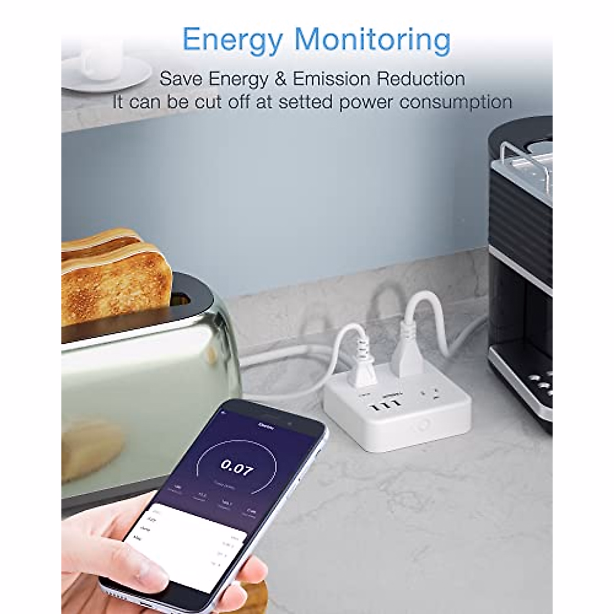 Smart Power Strip Surge Protector, TESSAN WiFi Extension Cord with 3 Individually Remote Controlled Outlets 3 USB Ports, Timer Smart Plug Switch for Lights, Lamps, Fan, Works with Alexa & Google Home