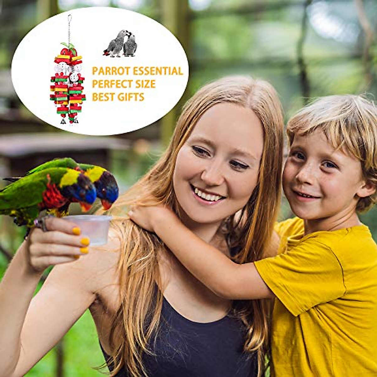 MQ Bird Toys Parrot Toys with Nature Wood Bird Chewing Toys for Small and Medium Birds, Best Toys for African Grey, Parakeets, Amazon Parrots, Finch, Budgie, Cockatiels, Conures and Love Birds