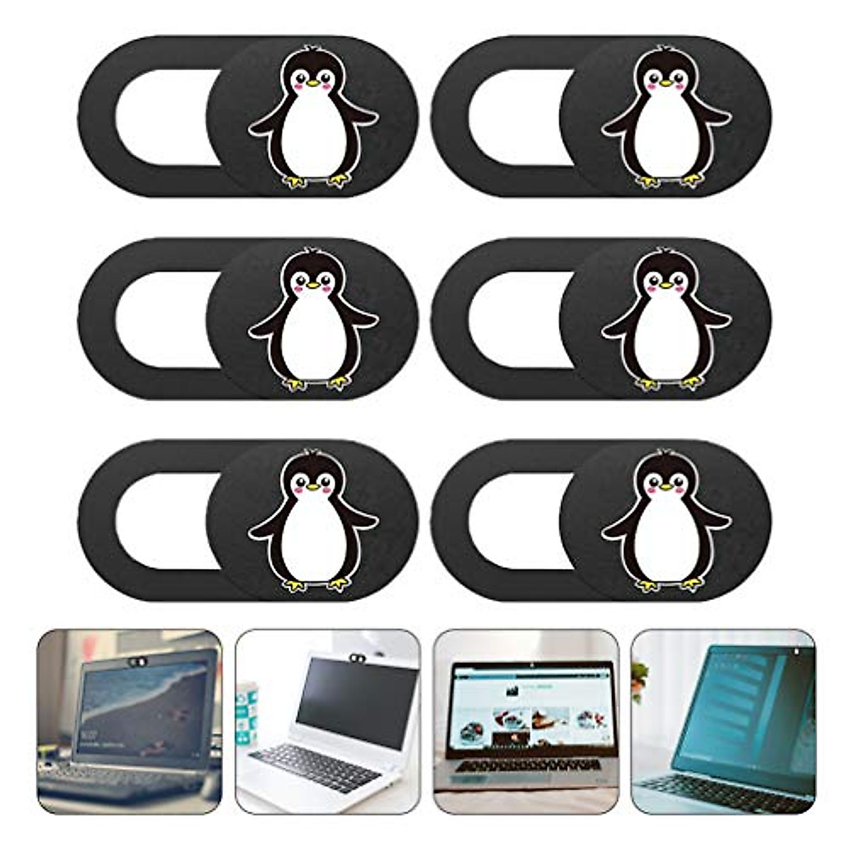OSALADI Laptop Camera Cover Slide 6Pcs Laptop Camera Cover Slide Penguin Webcam Cover Camera Slide Blocker for PC Computer Smartphone Tablet Webcam Cover