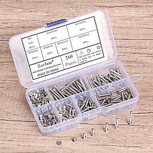 M3 Phillips Flat Head Screws Countersunk Bolts Nuts 304 Stainless Steel Nuts and Bolts Assortment Kit M3 x 6mm/ 8mm/ 12mm/ 16mm/ 20mm/ 25mm Metric Bolt Kit 260Pcs