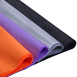 LeZakaa 100 Sheets Tissue Paper Bulk, Gift Wrapping Paper Decorative Art for Halloween Holiday Gift Wrap, Flower, Pom Pom Packing and Decorations (20x20 inch) - Silver, Purple, Black, Orange