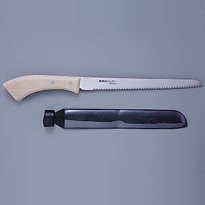 ALLEX Insulation Knife Wood Handle 8" Long Cut, Japanese Stainless Steel, Insulation & Styrofoam Cutter with Sheath, Serrated Sharp Duct Knife Tool, Made in JAPAN