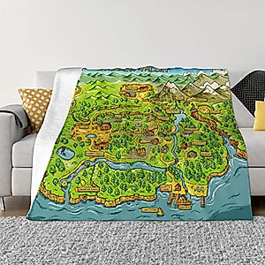 Stardew Valley Map Throw Blanket Soft Warm Bed Blanket for Travelling Camping Living Room Sofa Bedroom 50"X40"