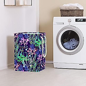 DEYYA Waterproof Laundry Baskets Tall Sturdy Foldable Dark Coral Print Hamper for Adult Kids Teen Boys Girls in Bedrooms Bathroom