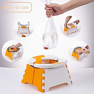 Potty Training Seat for Toddlers/Baby Foldable Toilet Child Travel Potty in Car Camping Potty Chair Seat with 30 Pcs Travel Bag, Toddler Potty Chair for Travel Home Car Camping
