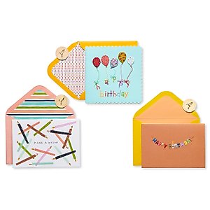 Papyrus Birthday Card Assortment, Balloons and Candles (3-Count)