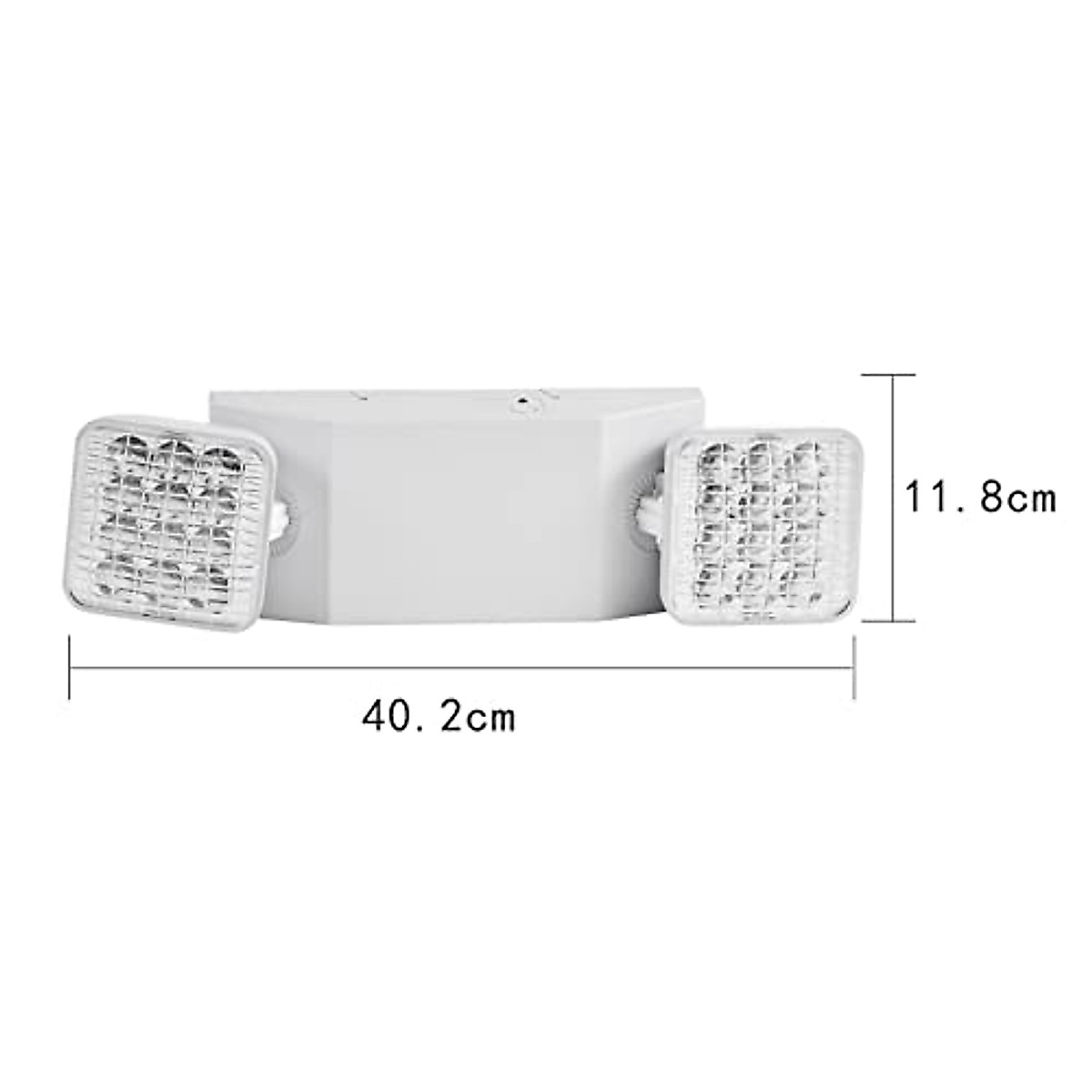 MAVARO White LED Emergency Lighting Fixture with 2 LED Heads and Hardwired Adjustable Exit Light Exit Sign for Business / Home with Battery Backup 110-277V, UL Certified, Fire Resistant