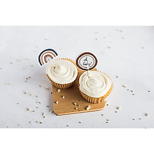 Ashleigh's Boho Rainbow Baby Shower Cupcake Topper Set: 24 Bohemian Rainbow Cupcake Picks & 50 Cupcake Liners, Gender Neutral Boy or Girl Autumn Collection